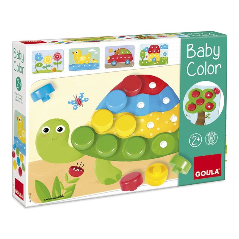Baby color - Mosaïque avec des gros pions en bois pour les petits - GOULA