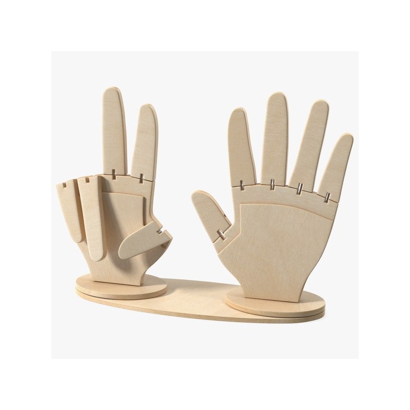 Deux grandes mains en bois pour apprendre à compter