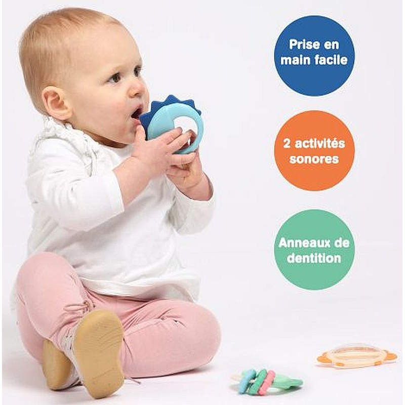 Lot de 3 hochets animaux rigolos, faciles à prendre en main grâce à ...