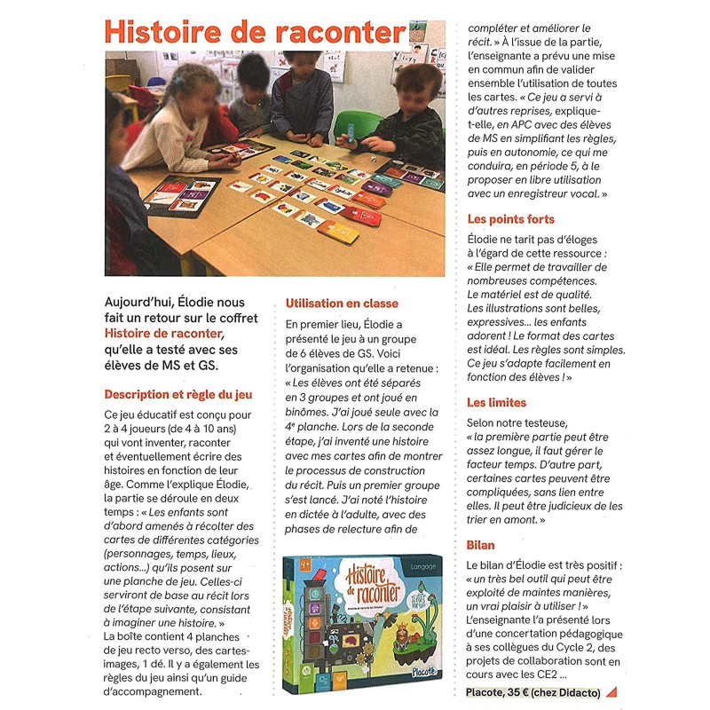 Histoire de raconter - Placote - Jeu de langage modulable pour créer ...
