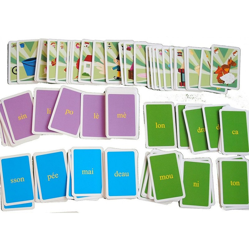 Jeu de cartes sur la lecture de syllabes et la création de mots.
