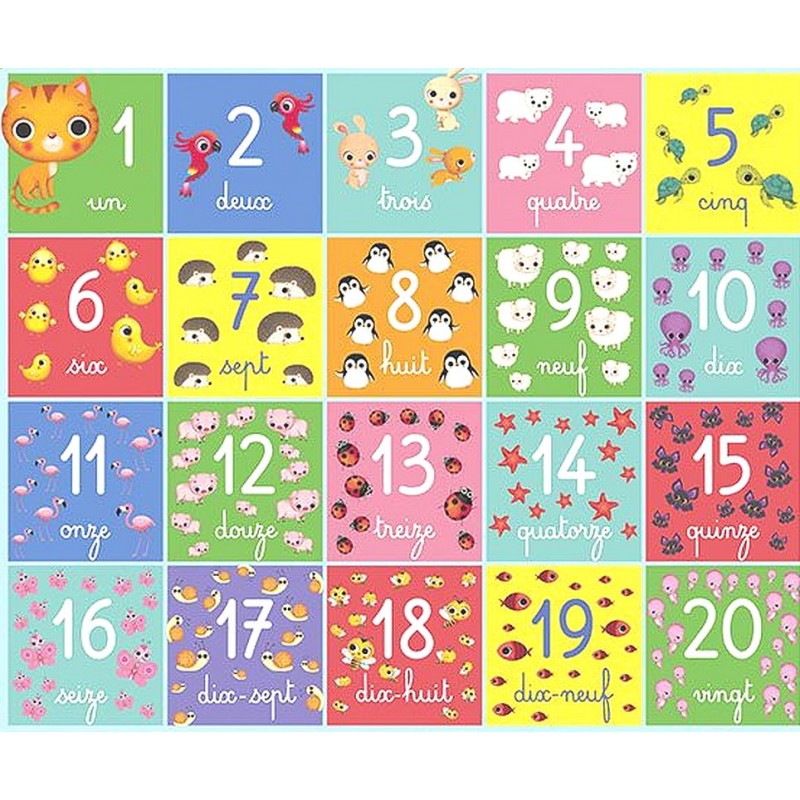 Poster plastifié grand format avec les nombres de 1 à 20 pour afficher ...